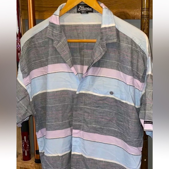 Vintage | Shirts | 8s Retro Striped Shirt L Pier Connection Short ...